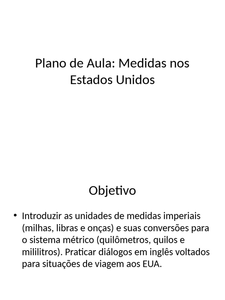 Plano Aula Medidas USA | PDF