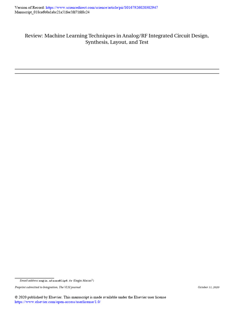 Review Machine Learning Techniques In Analogrf Integrated Circuit Design Synthesis Layout 