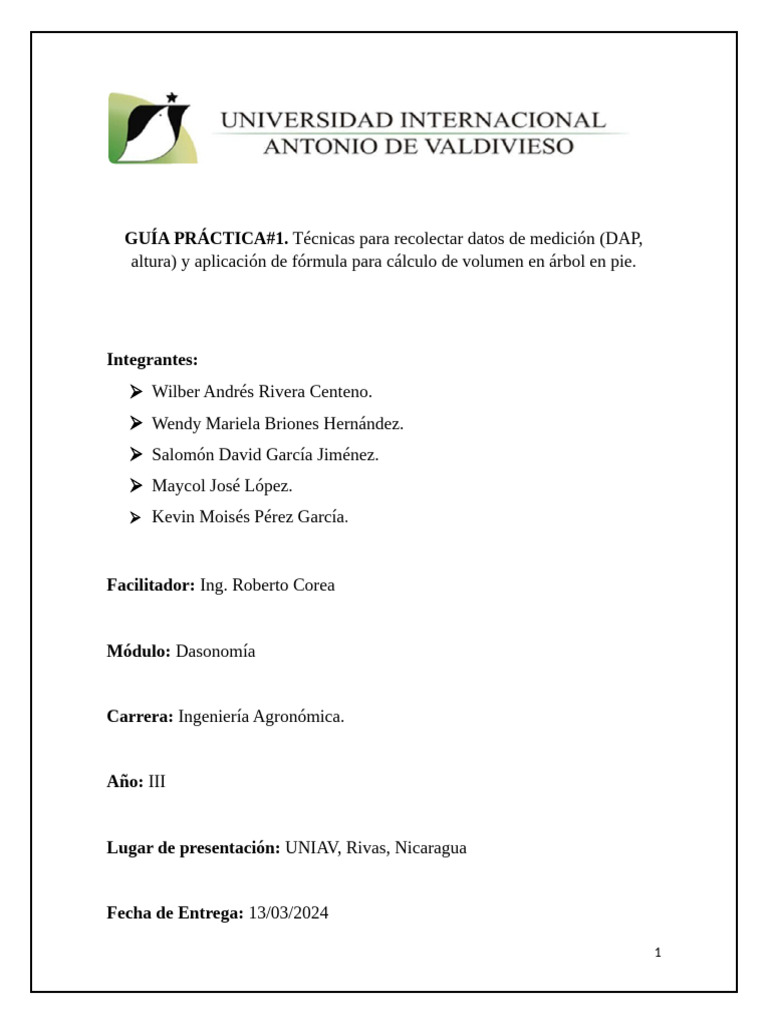 Informe 1 Práctica Dasonomía | PDF | Pi | Los bosques