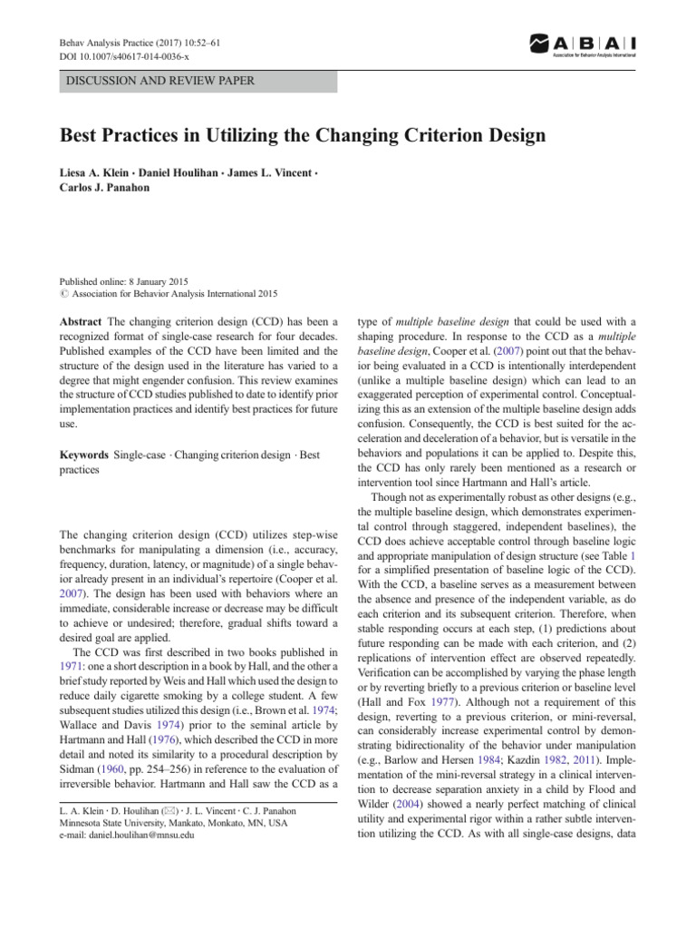 Changing Criterion Design BP | PDF | Reinforcement | Mental Disorder