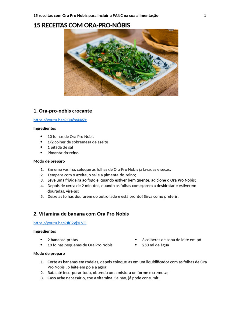 10 Receitas Com Ora Pro Nobis | PDF | Caldo | Pães