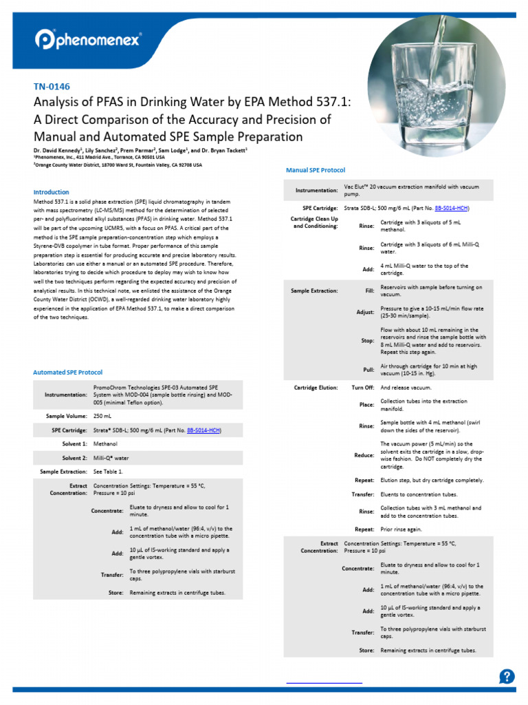 Analysis of PFAS in Drinking Water by EPA Method 537.1 - A Direct ...
