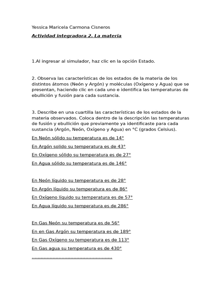Guía para Simulación de Estados de la Materia | PDF | Importar | Química