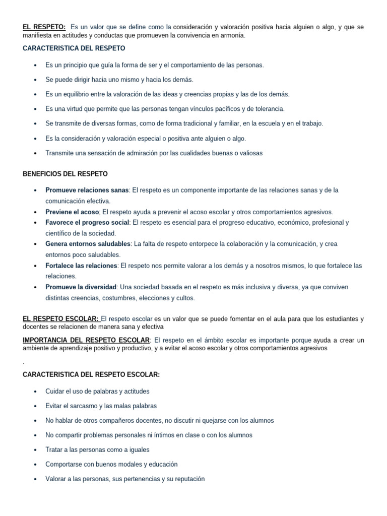 El Respeto | PDF | Comportamiento | Autoestima
