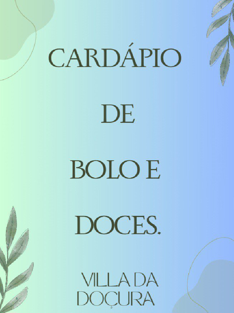 Menu de Bolo e Doces | PDF