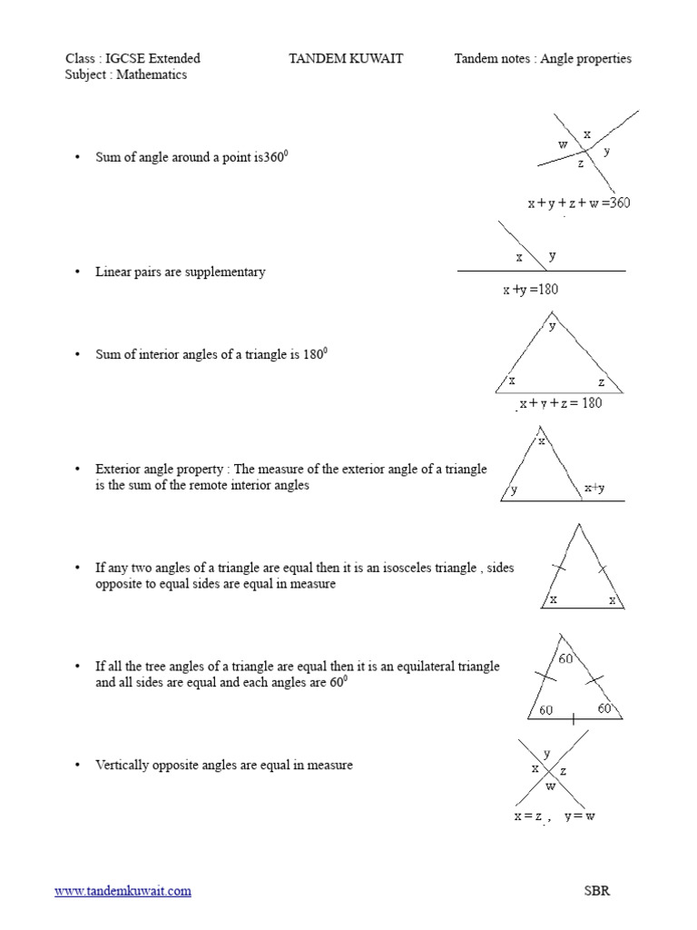Angle Properties Igcse Extended Pdf Triangle Geometry