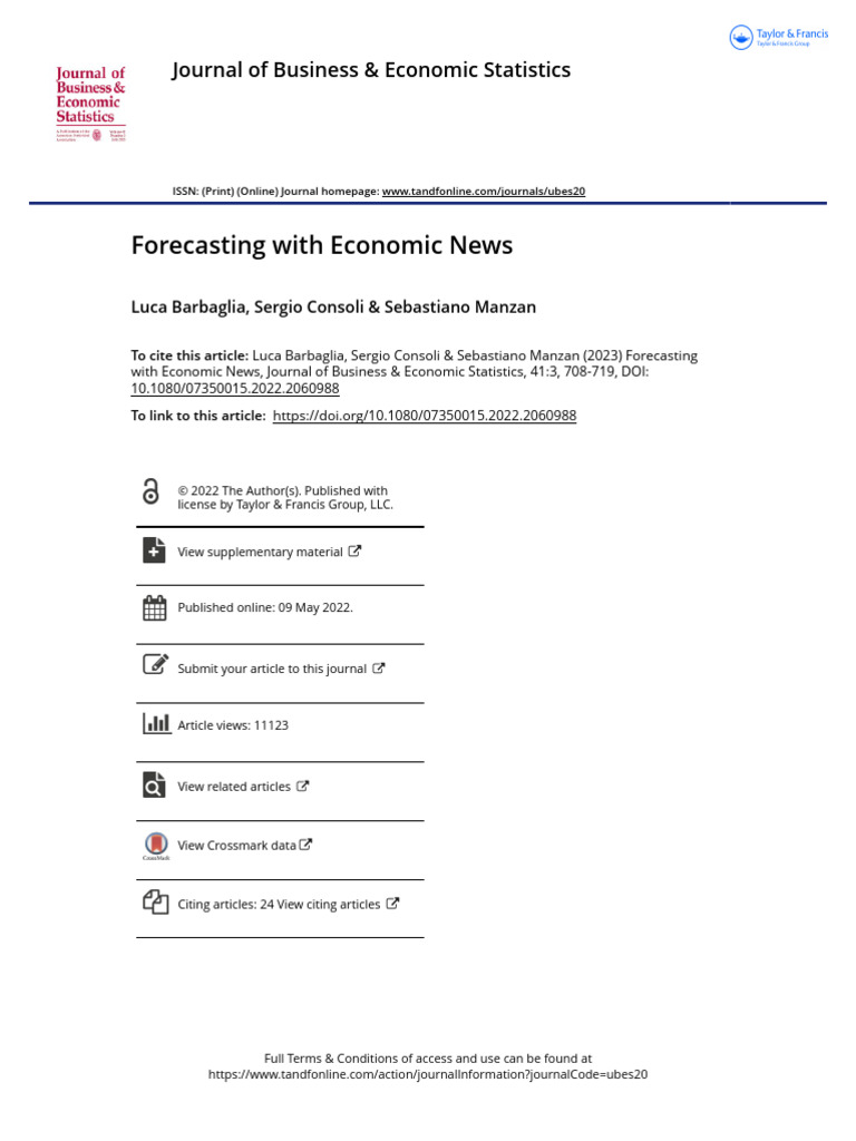 Forecasting With Economic News | PDF | Recession | Macroeconomics