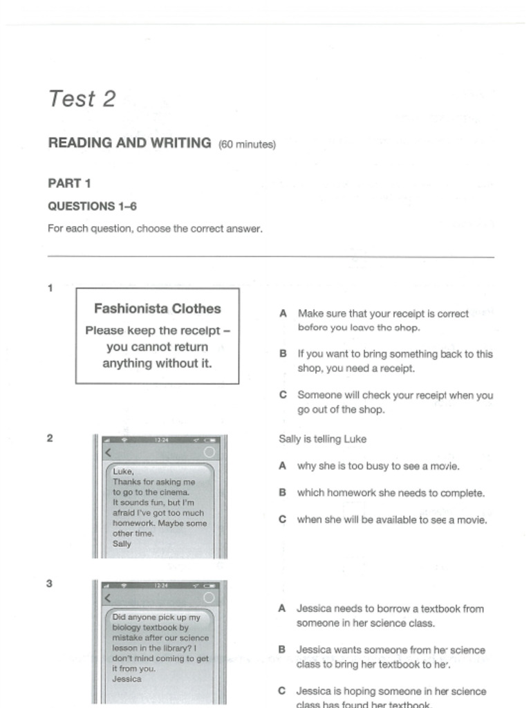 Key - For - Schools - 1 - A2 - Students - Book - Test 2 | PDF