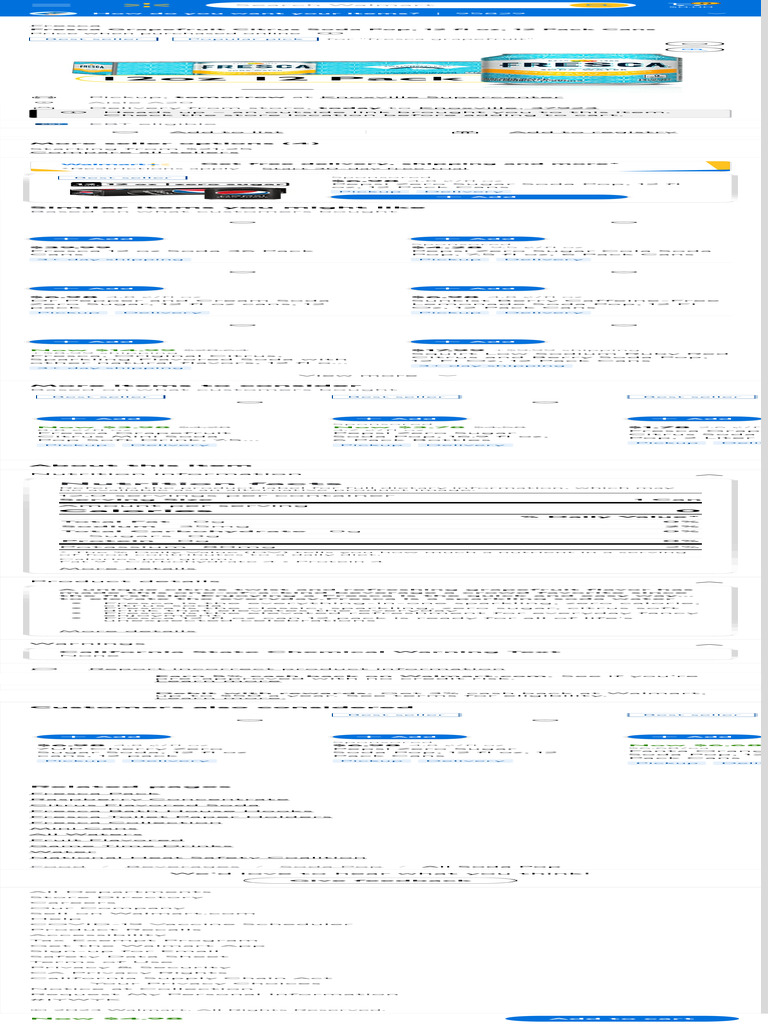 Fresca Grapefruit Citrus Soda Pop, 12 FL Oz, 12 Pack Cans | PDF ...