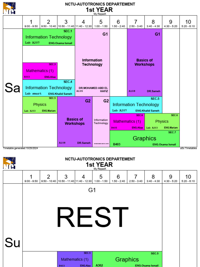 1st Auto Timetable 25-10 | PDF