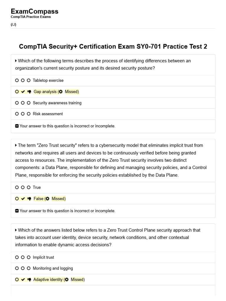 CompTIA Security+ Certification Practice Test 2 (Exam SY0-701) | PDF ...