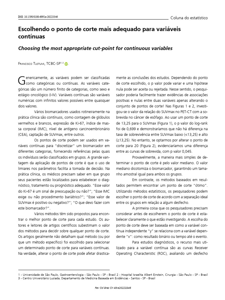 Escolhendo o Ponto de Corte-Texto Apoio-Complementar | PDF