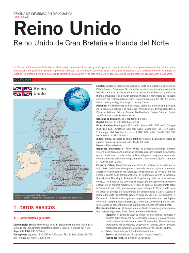 Ficha País Reino Unido 2024 | PDF | Brexit | Reino Unido