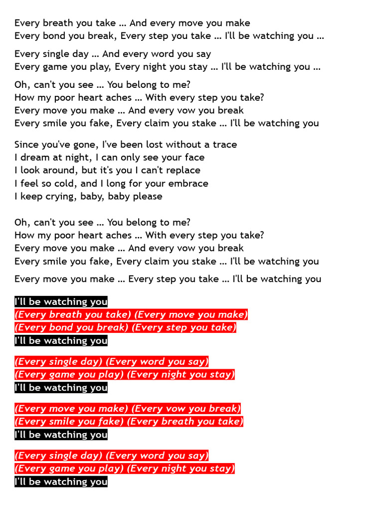 Every Breath You Take Letra | PDF