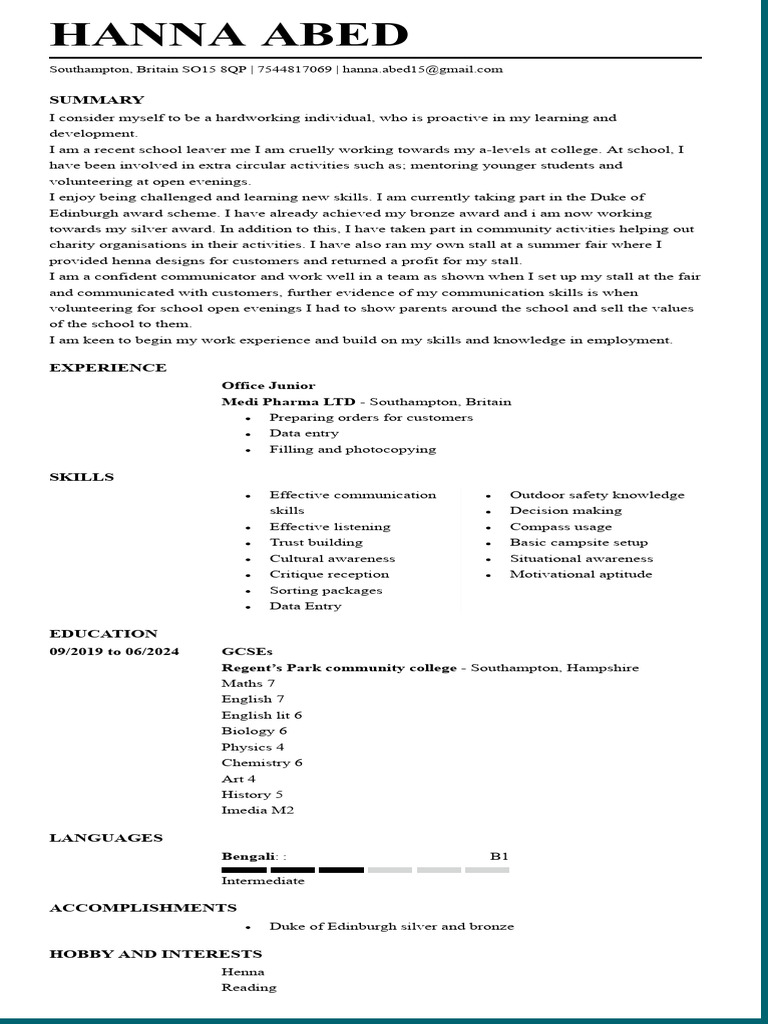 Finalise CV - LiveCareer 2 | PDF | Cognition