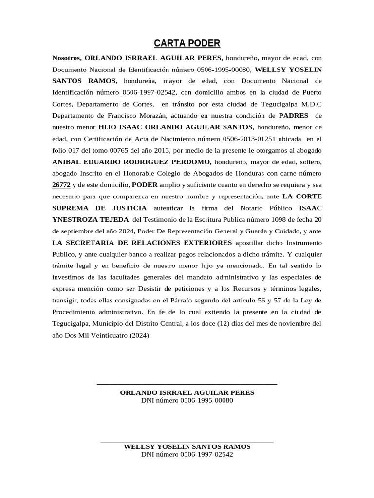 Carta Poder | PDF | Derecho