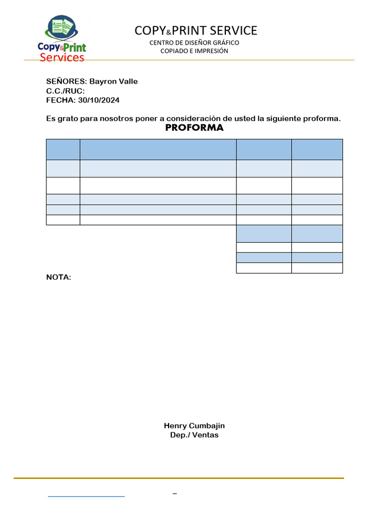 PROFORMA SR Ok | PDF