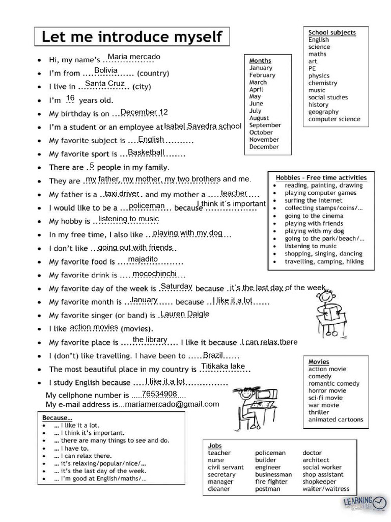 Worksheet Sample - Let Me Introduce Myself | PDF