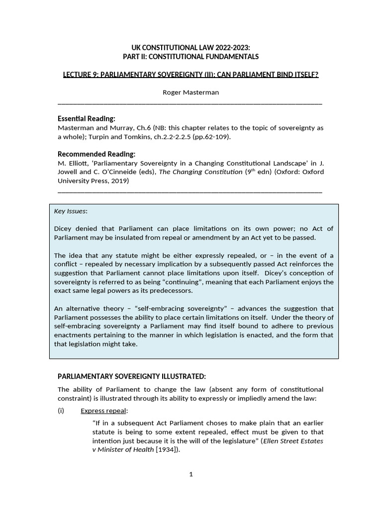 Lecture 9 - Sovereignty (II) | PDF | Constitutional Amendment | Repeal