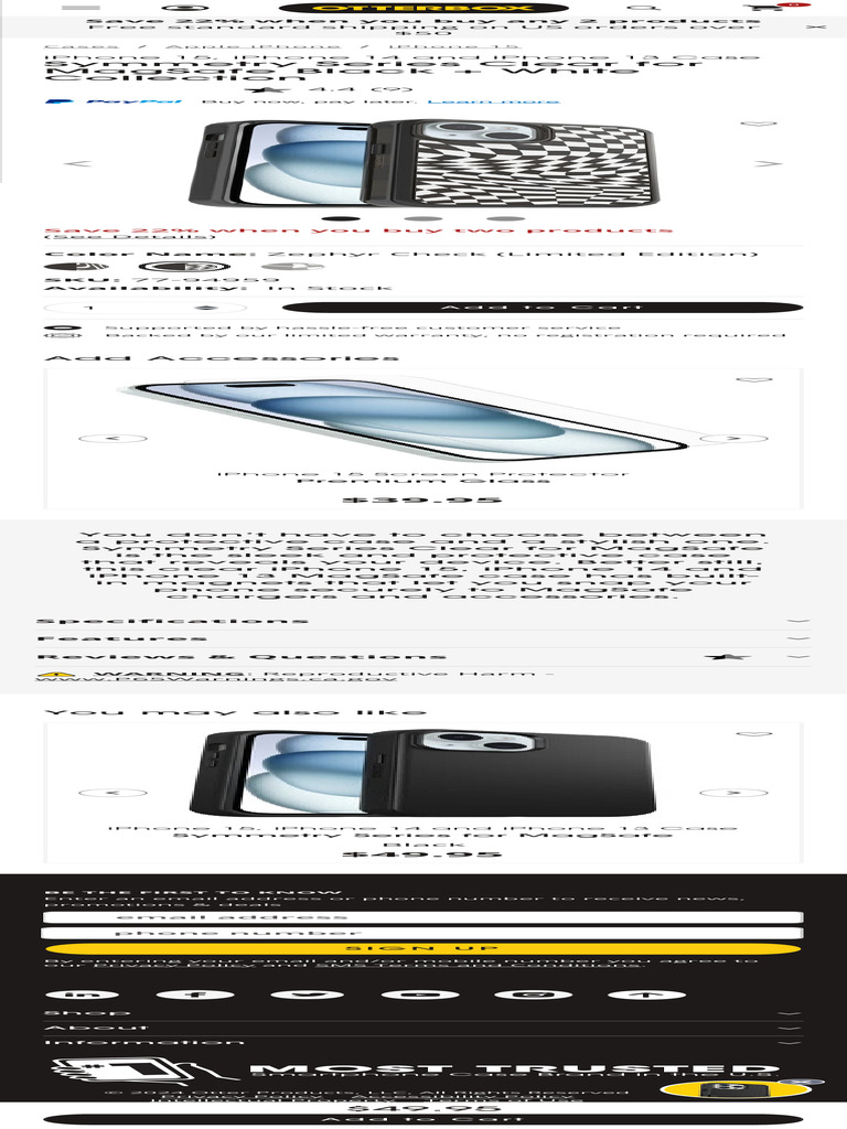 Checkered MagSafe Iphone 15 Case OtterBox Symmetry | PDF | I Phone | Mobile Phones