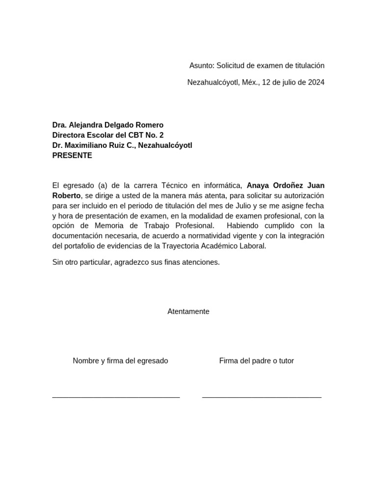 Solic - Reg - Tit - EXAMEN PROF | PDF