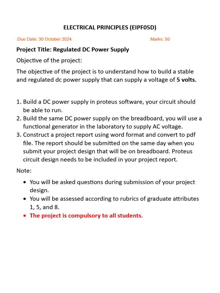 Electrical Principles Project 2024 | PDF | Power Supply | Direct Current