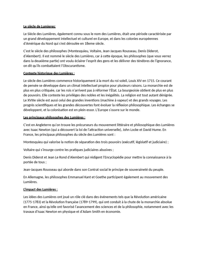 Le Siècle des Lumières : Idées et Impact | PDF | Siècle des Lumières ...