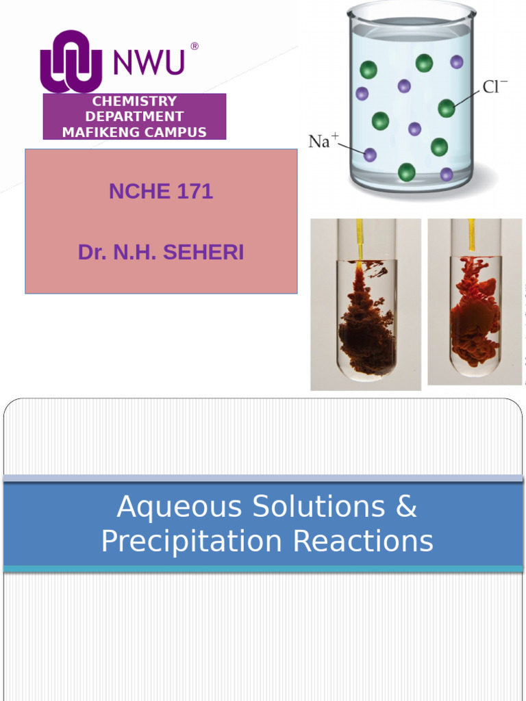 Lesson 12 Aqueous Solutions - Precipitation Reactions | PDF | Solvation ...