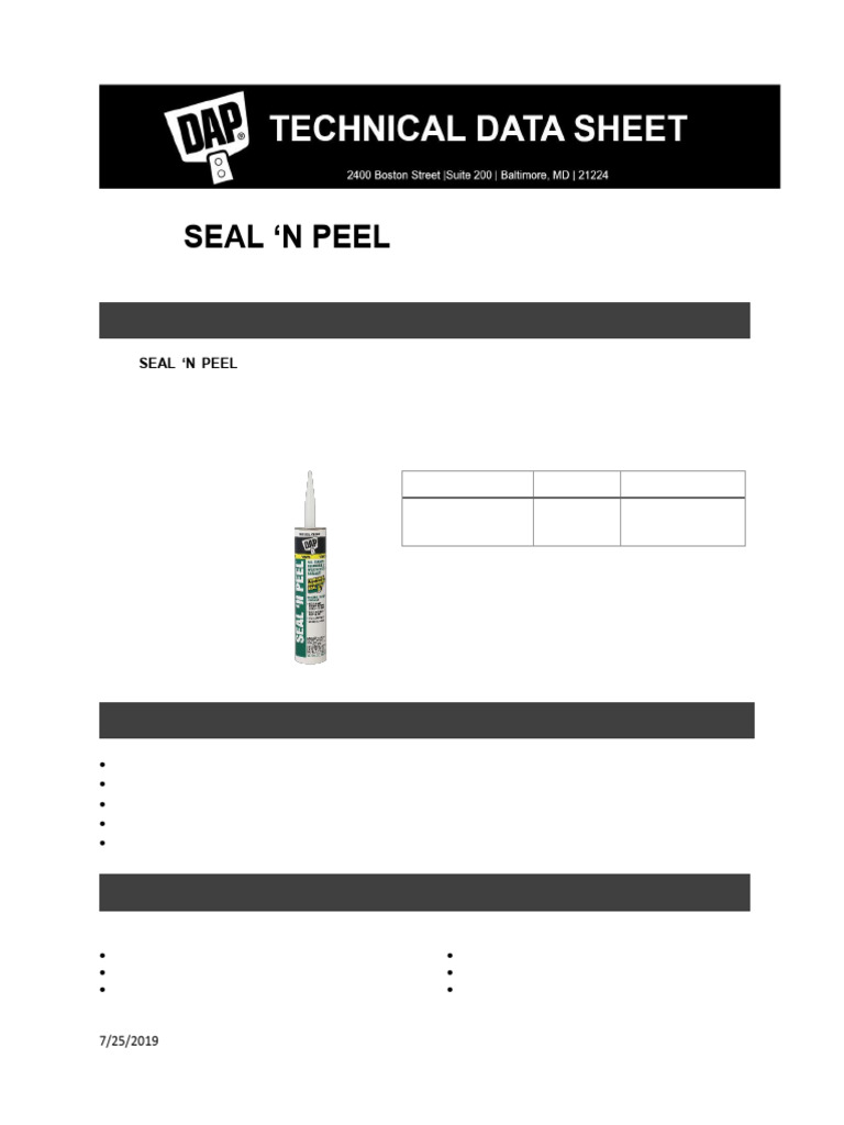 Dap Seal N Peel Original Removable Weatherstrip - Clear - Tds - 7 25 19 ...