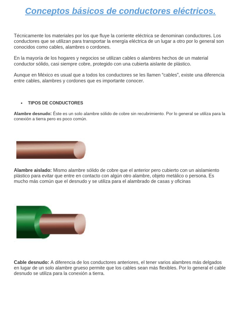 Conceptos Básicos de Conductores Eléctricos | PDF | Aislador (Electricidad) | Conductor electrico