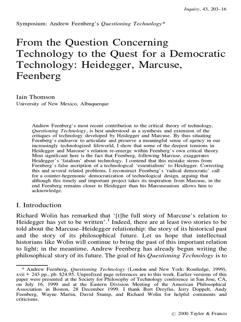 From The Question Concerning Technology | PDF | Frankfurt School ...