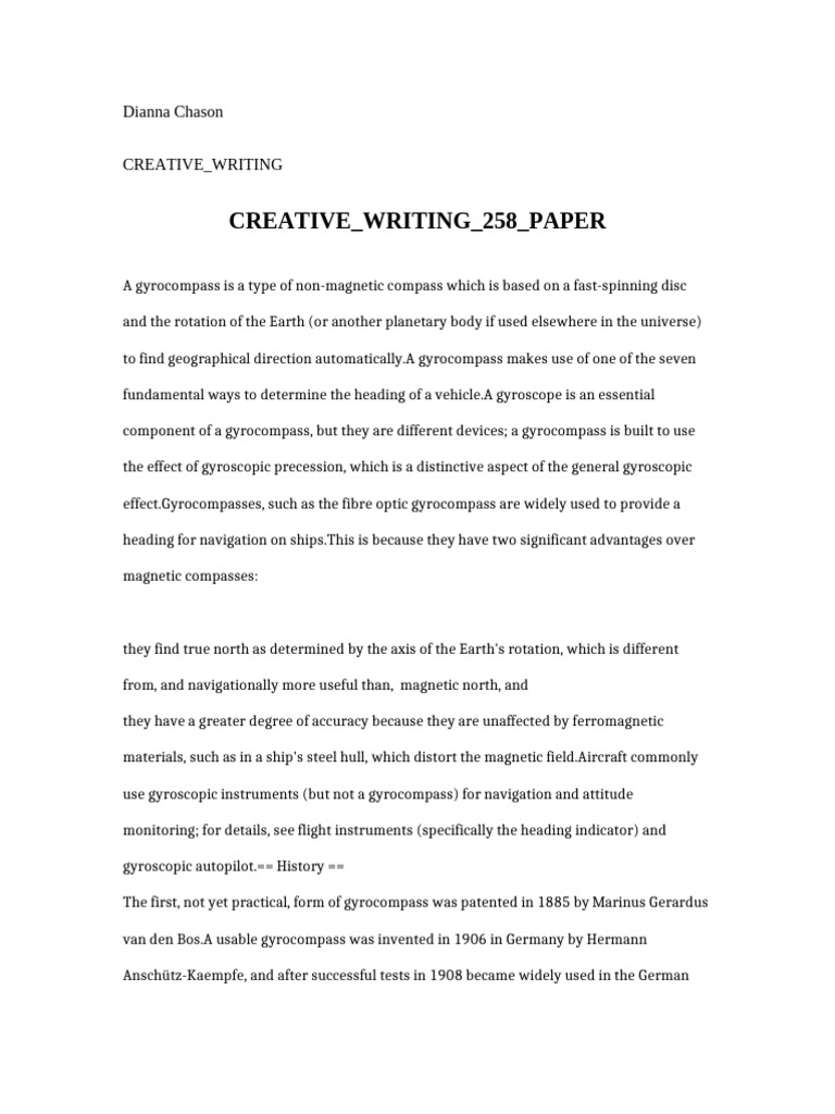 Creative Writing 258 Paper | PDF | Gyroscope | Navigation