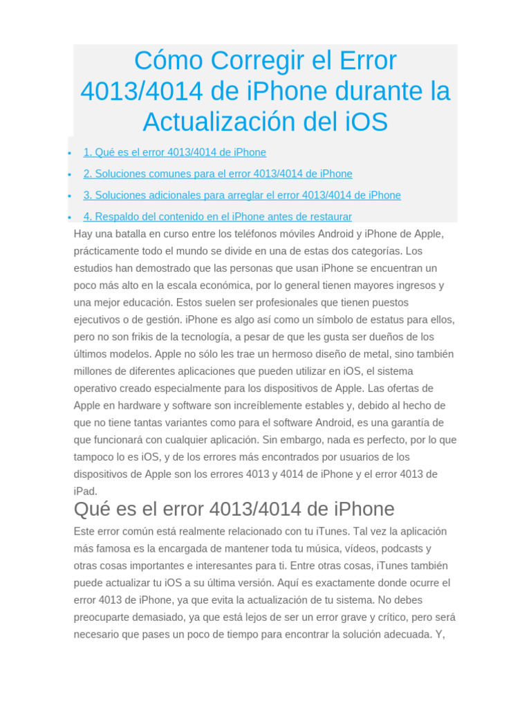 Cómo Corregir El Error 4013 - 4014 de Iphone Durante La Actualización ...