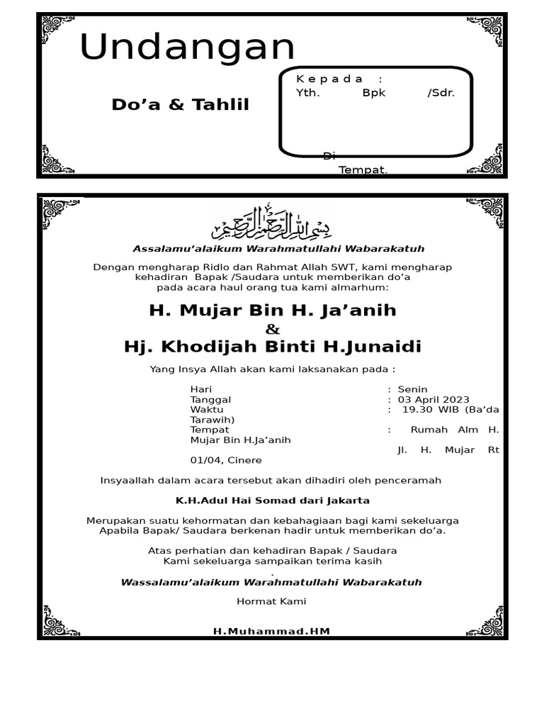 Undangan Haul | PDF