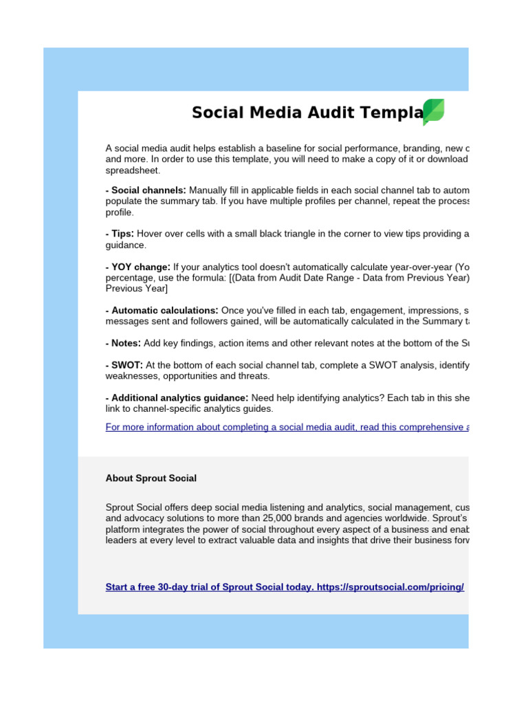 Social Media Audit Guide for Brands | PDF | Linked In | Swot Analysis
