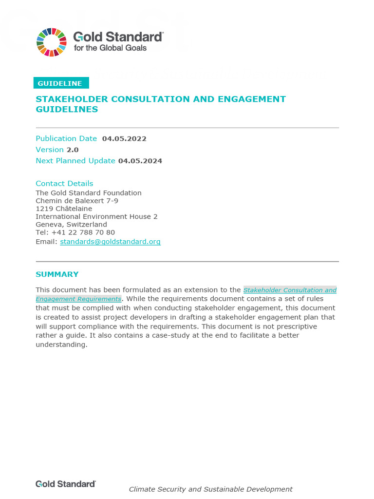 Gold Standard Stakeholder Consultation Guide | PDF