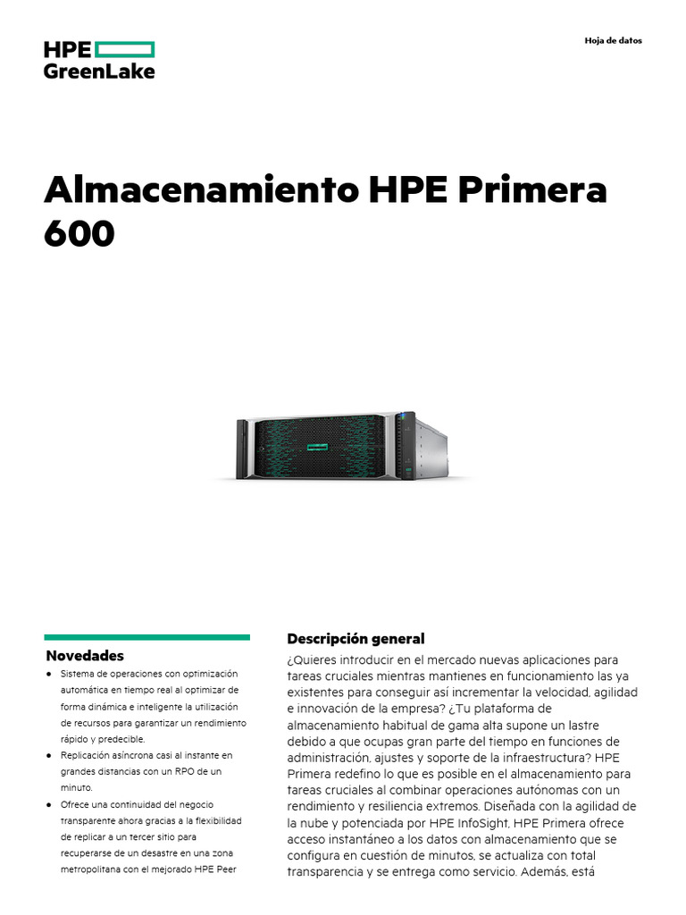 HPE Primera 600 Storage-PSN1011657880CLES | PDF | Computación en la ...