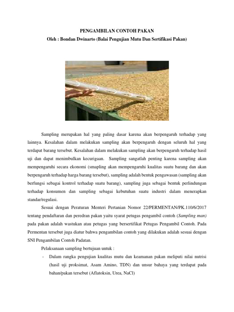 Tata Cara Sampling Pakan Ternak | PDF