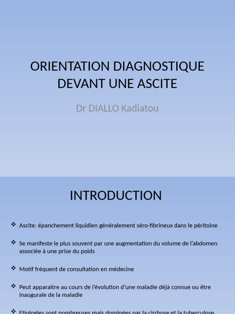 1-Orientation Diagnostique Devant Une Ascite-1 | PDF | Cirrhose | Cancer de l'ovaire