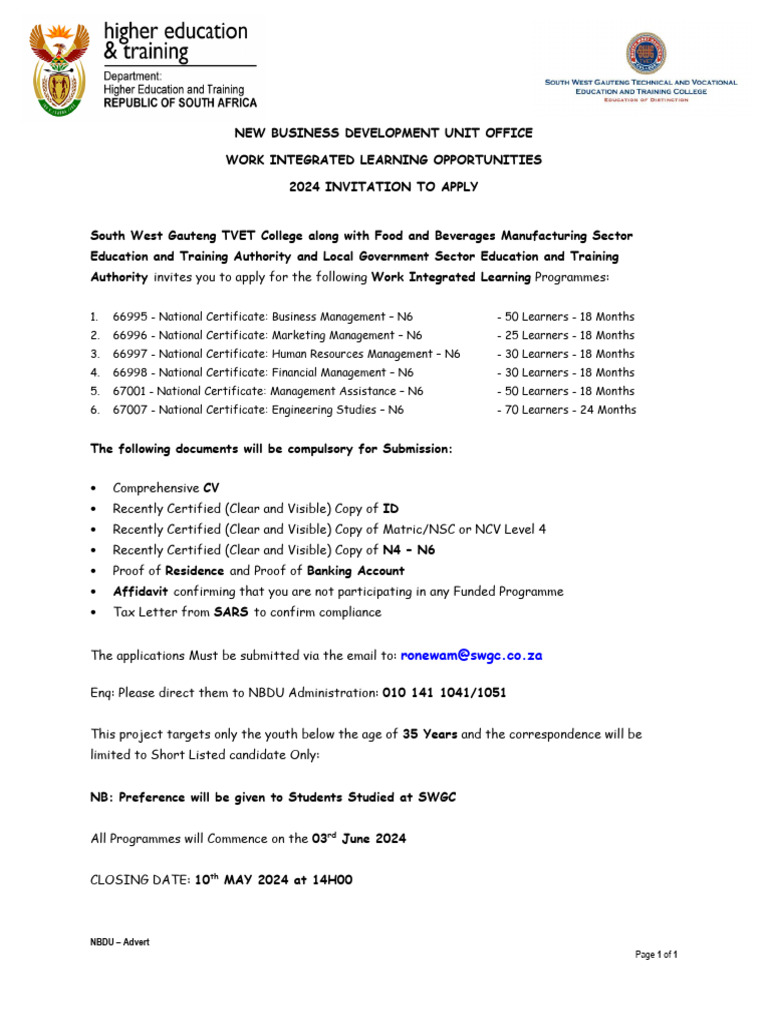 Work Integrated Learning Opportunities 2024 | PDF | Business | Finance ...