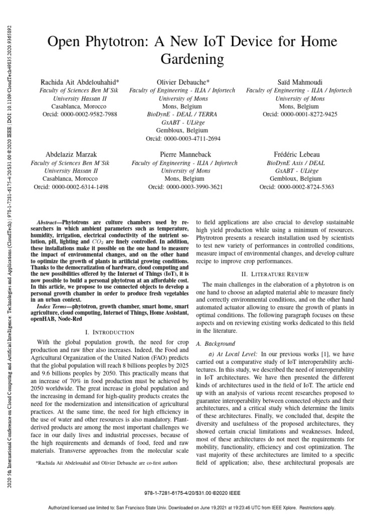 Open Phytotron A New IoT Device For Home | PDF | Internet Of Things ...