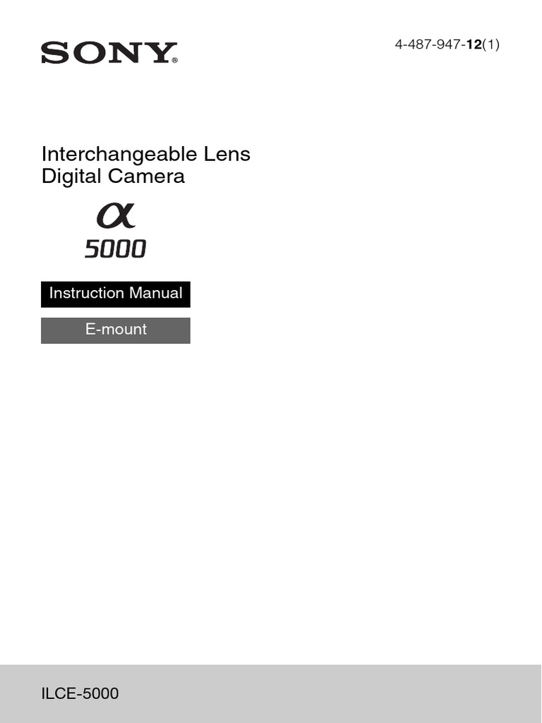 Sony Alpha ILCE-5000 Manual | PDF | Camera | Camera Lens