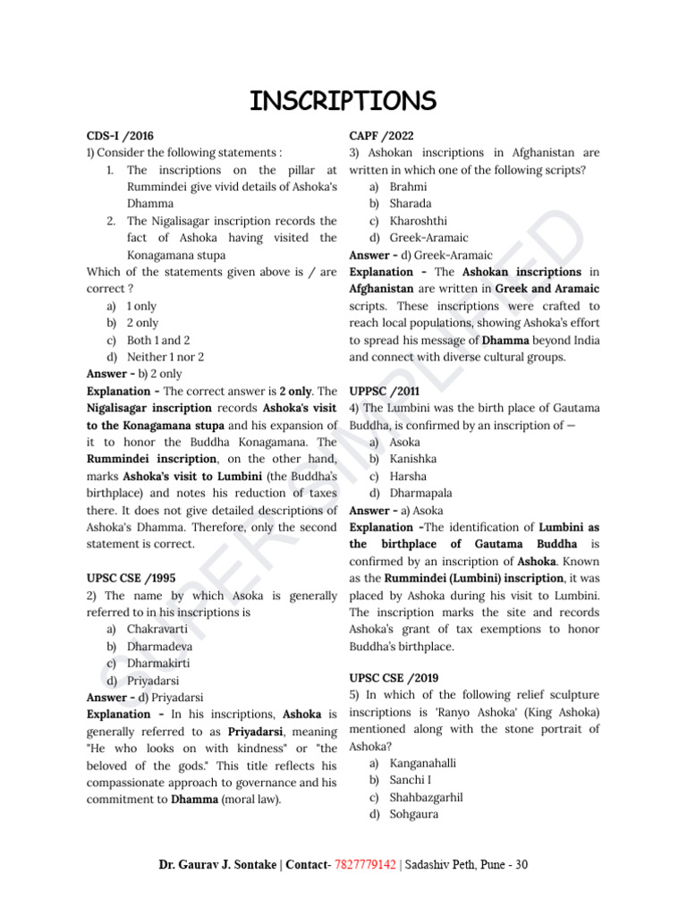 INSCRIPTIONS | PDF | Ashoka