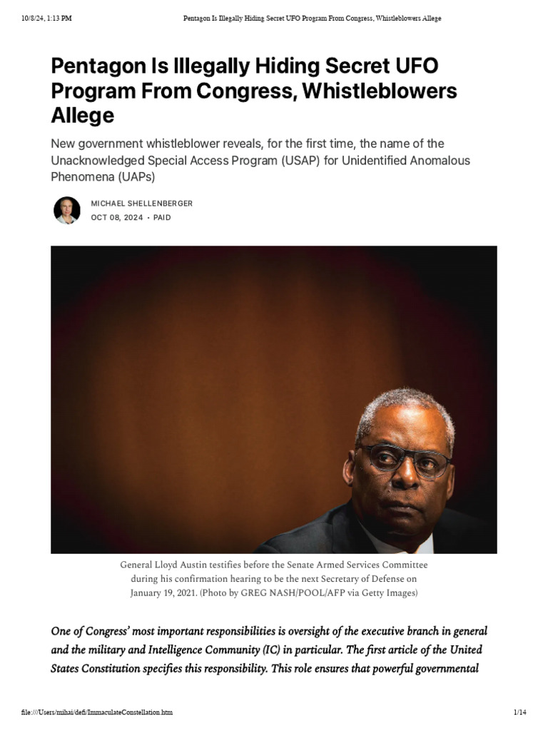 Immaculate Constellation | PDF | Unidentified Flying Object | Federal Government Of The United ...