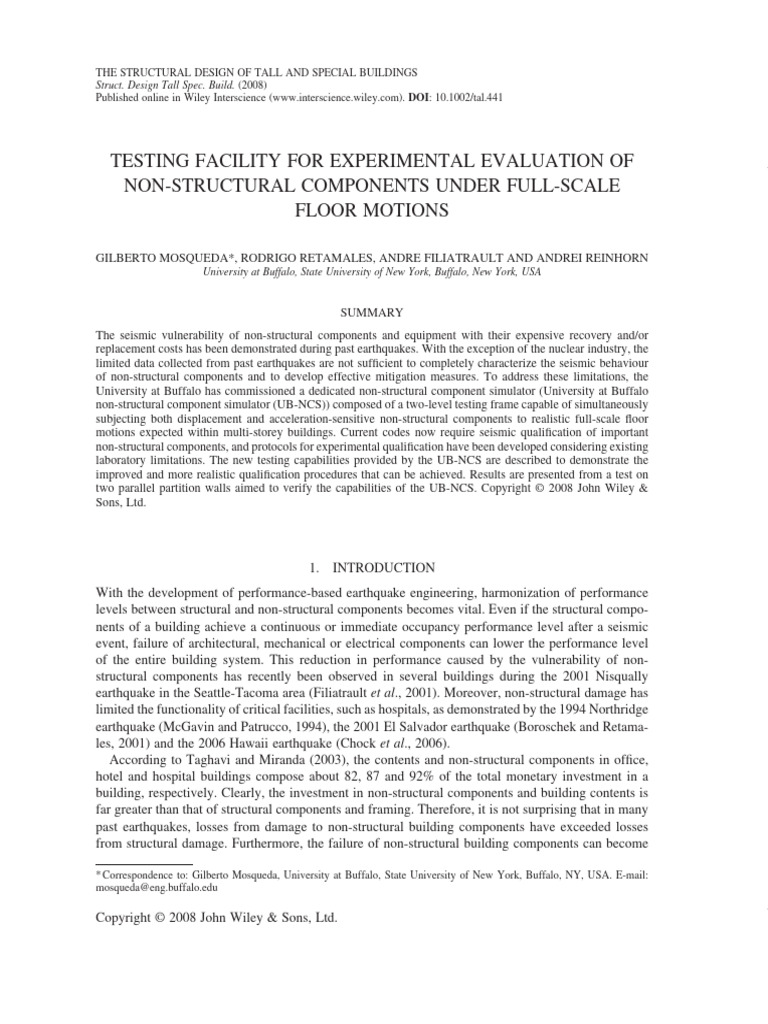 Experimental Evaluation of Non Structural Components | PDF | Spectral ...