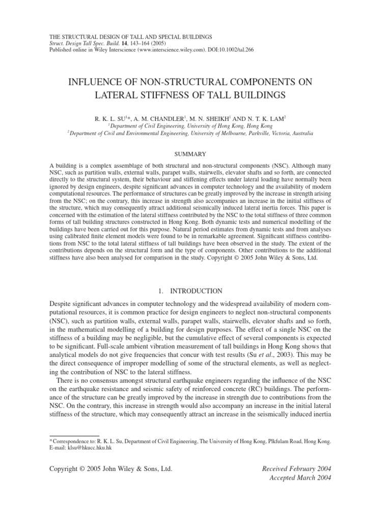 Influence of Non-Structural Elements On Lateral Stiffness of Tall Build ...