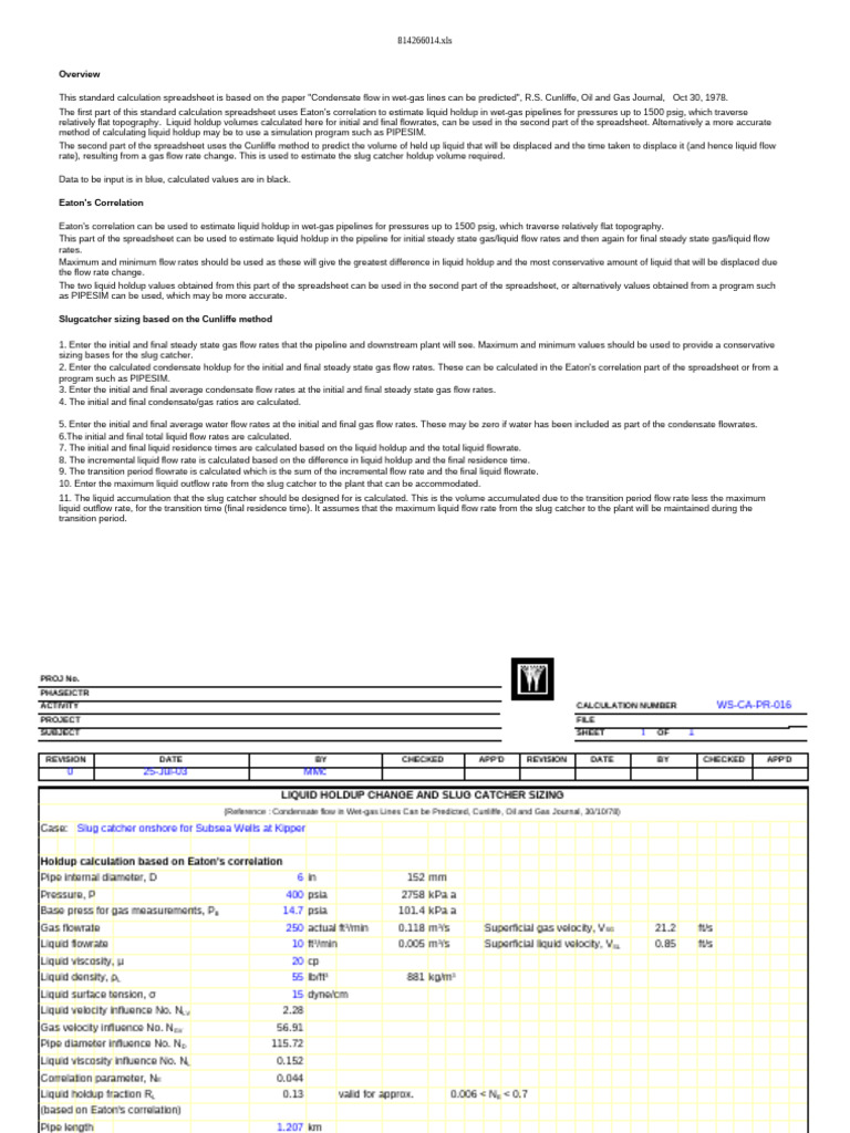 Liquid Hold Up Change and Slug Catcher Sizing | PDF | Liquids | Soft Matter