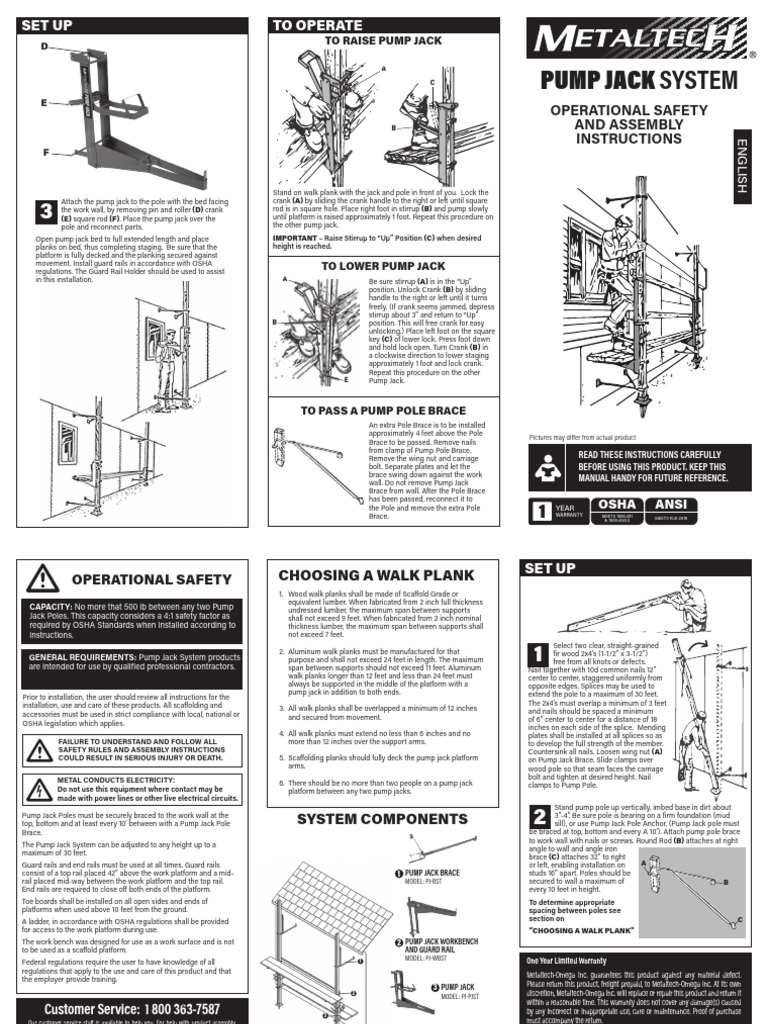 Pump Jack Setup and Safety Guide | PDF | Scaffolding | Lumber
