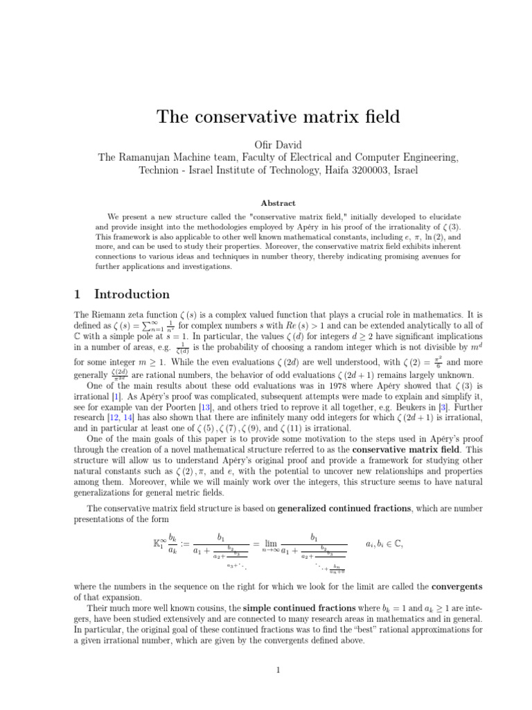 The Conservative Matrix Field | PDF | Field (Mathematics) | Matrix ...