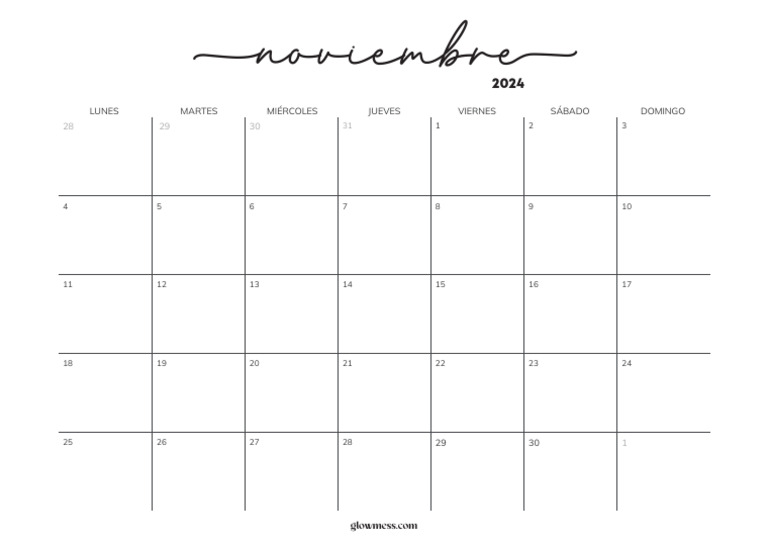 2 Calendario Imprimir PDF Noviembre 2024 Glowmess | PDF
